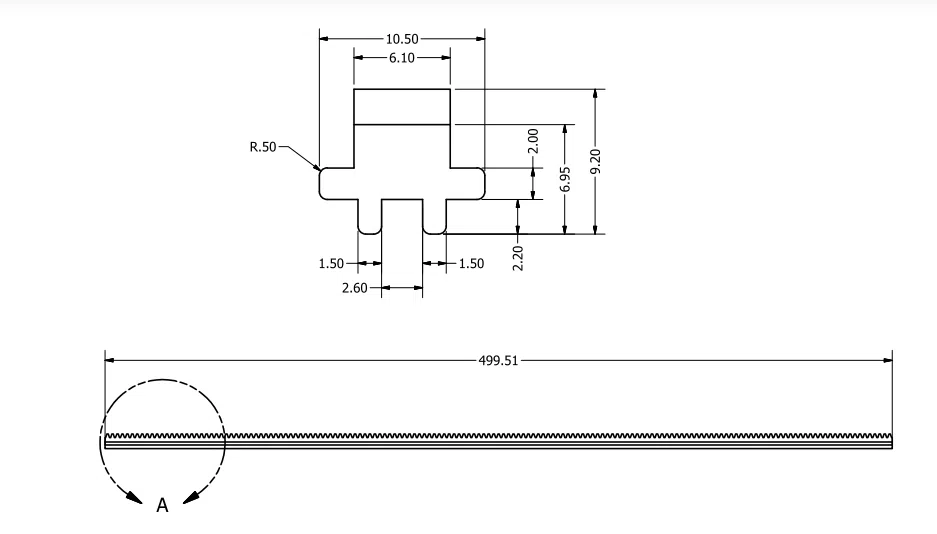 Internal Insert Module 1.0 Gear Rack - MechBlock